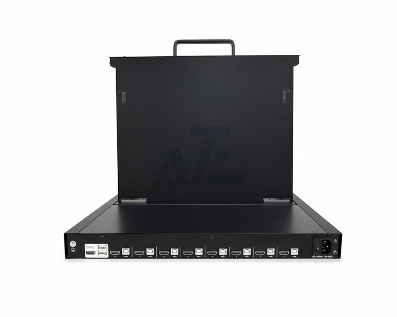 1U Rack Mount 8 Port USB HDMI 19" LCD KVM Console | AZE