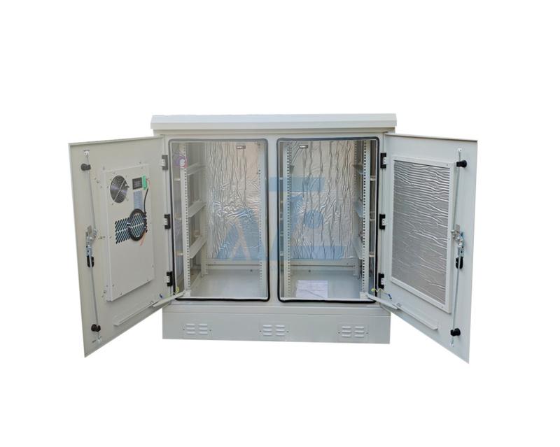 18U IP55 Rated Double Bay Outdoor Telecom Cabinets with DC48V Powered ...