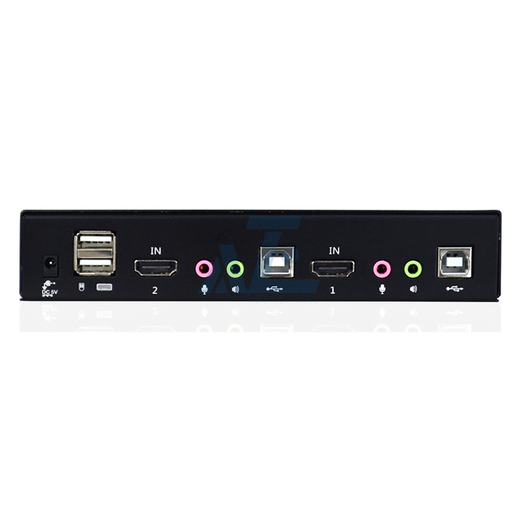 2 Port Desktop HDMI KVM Switch with USB Peripheral & Audio, Cables ...